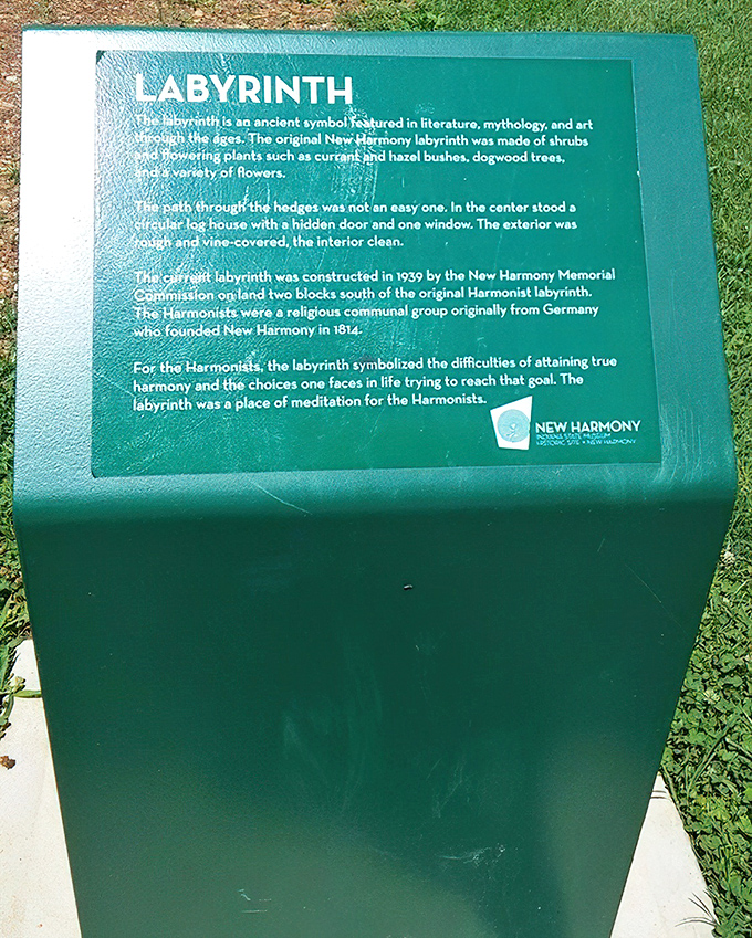 A different informational display shares the labyrinth's deeper meaning, because even ancient wisdom needs good marketing these days.