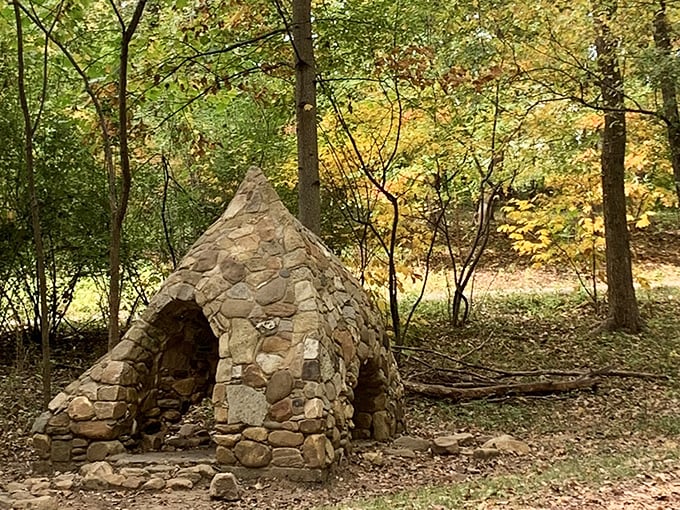 This whimsical stone hideaway looks like it was built by the most ambitious fairy-tale character in the Midwest.
