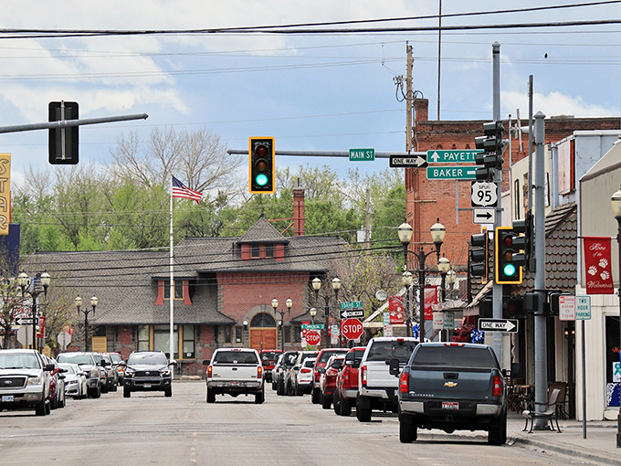 Main Street hustle that moves at exactly the right pace, proving traffic can exist without inducing road rage.