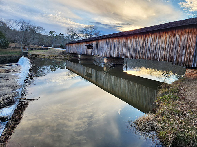 Sunset casts a golden glow on the weathered planks, transforming ordinary wood into something magical. No filter needed for this Georgia gem.