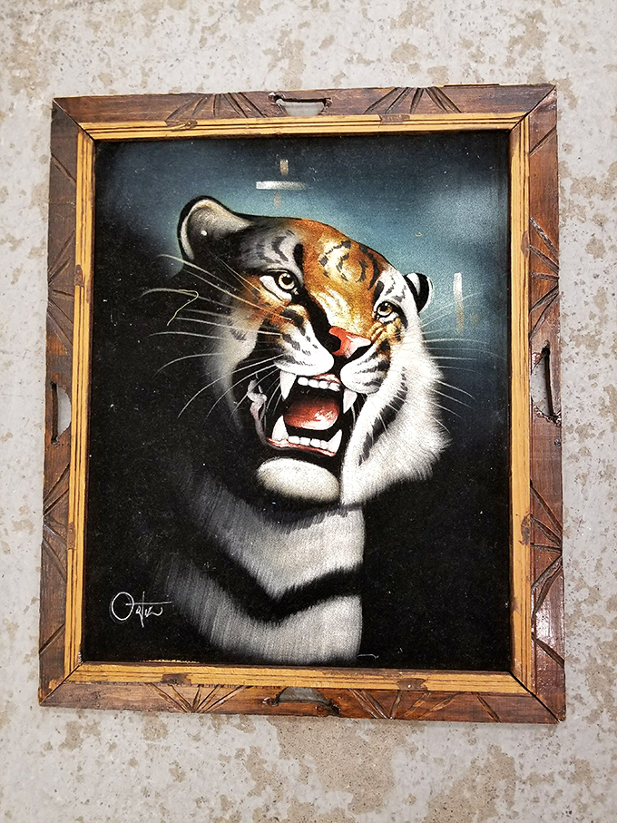 This fierce tiger artwork roars with character. Someone's wall lost its wildest conversation starter&mdash;perhaps yours should adopt it?