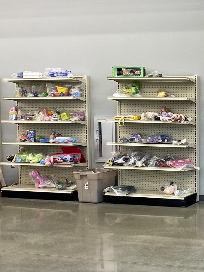 Childhood nostalgia fills these shelves where gently-loved toys await new adventures with the next generation of imaginative minds.