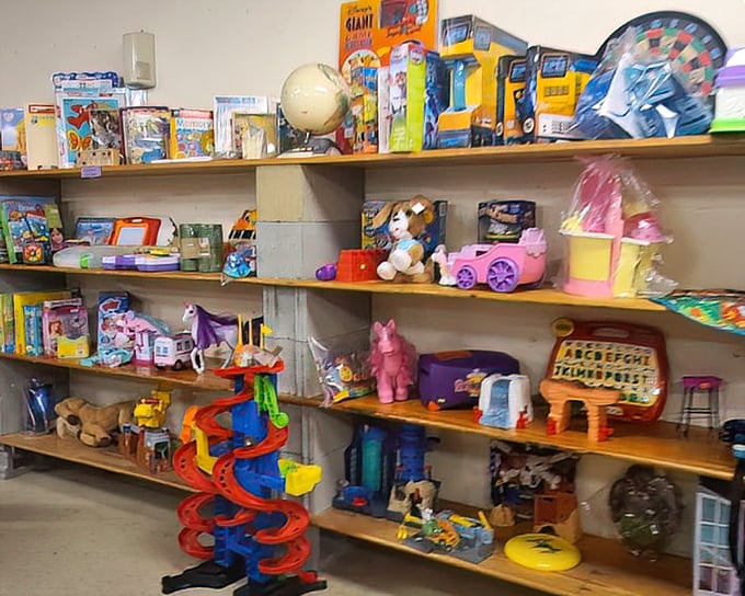 The toy section: where childhood memories come flooding back faster than you can say "I had that exact same marble run in 1985!"