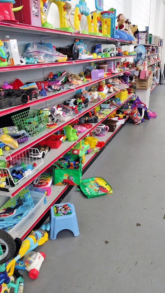 The toy section explodes with color and nostalgia&mdash;where yesterday's playthings await tomorrow's adventures in tiny hands.