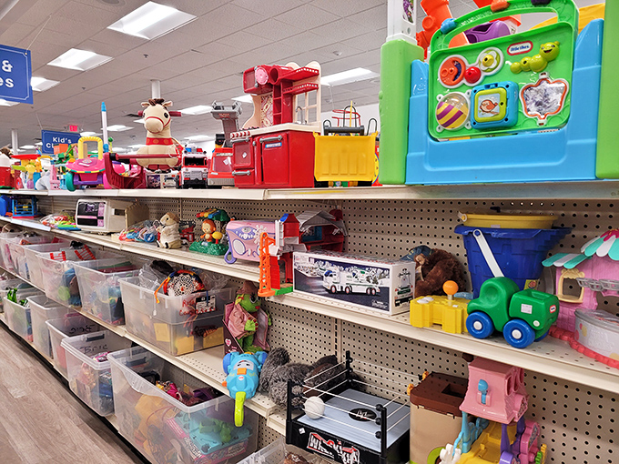 The toy section&mdash;where yesterday's beloved playthings await tomorrow's imaginative adventures, all at piggy-bank-friendly prices.