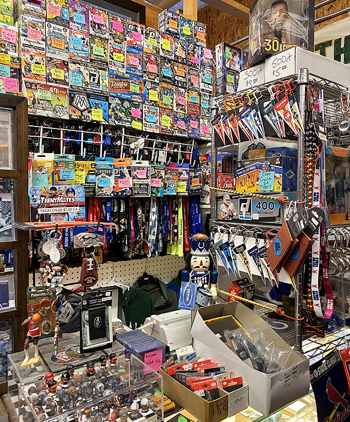 Sports memorabilia heaven! Trading cards that might fund your retirement or just spark conversations about the '86 World Series.