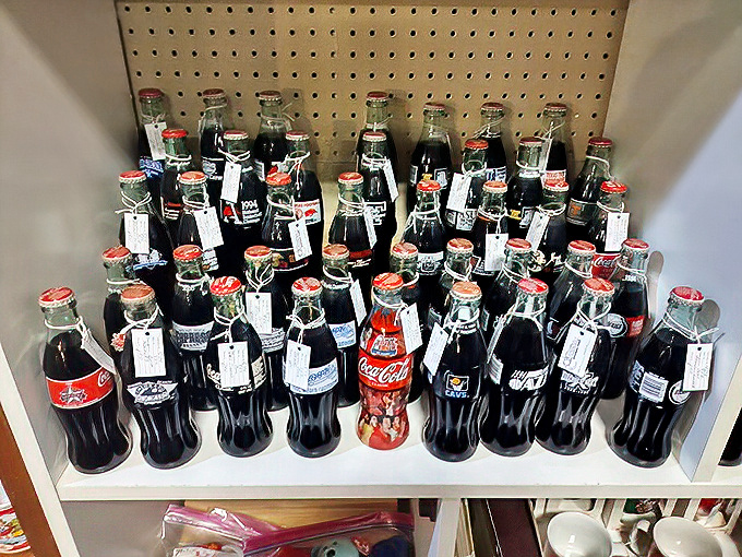 Coca-Cola bottles frozen in time, when soda came in glass and nickels bought happiness.