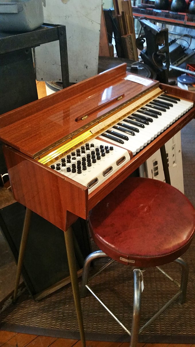 Mid-century musical magic! This vintage keyboard isn't just furniture&mdash;it's waiting for fingers to bring back tunes from sock hop days.