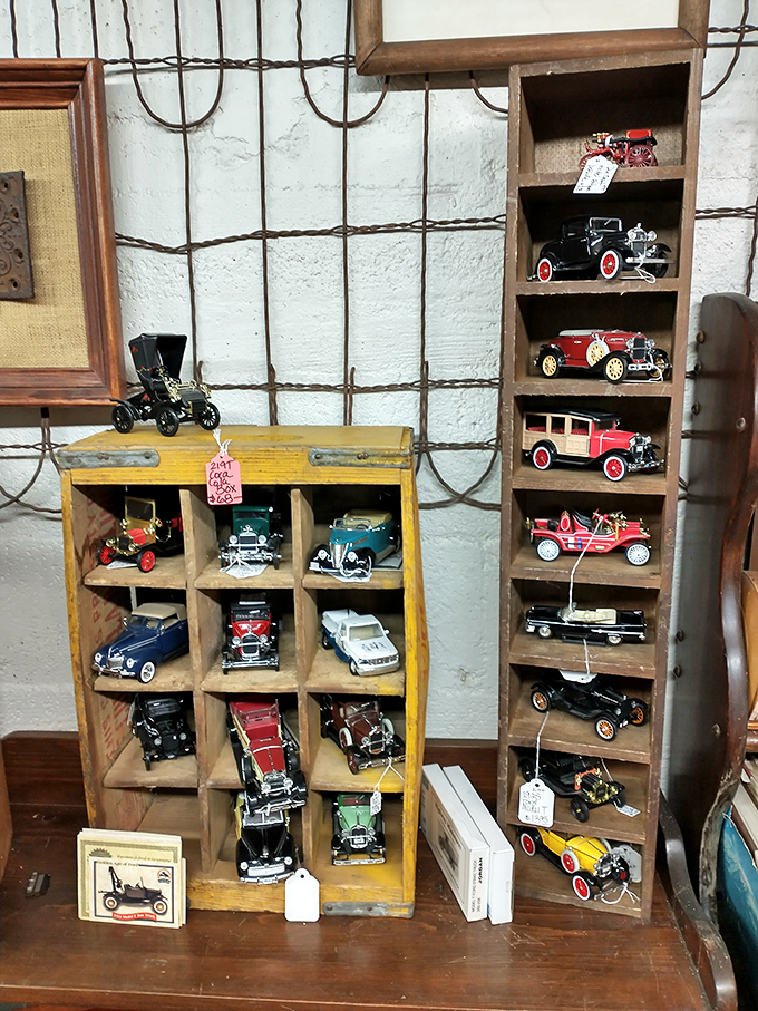 Miniature automotive history parked perfectly on display. Each tiny vehicle represents someone's first car, dream ride, or the family station wagon that witnessed countless road trips.