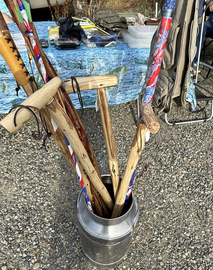 Not just walking sticks, but conversation starters. Each handcrafted piece looks ready to lead you on an adventure through Montana's wilderness.
