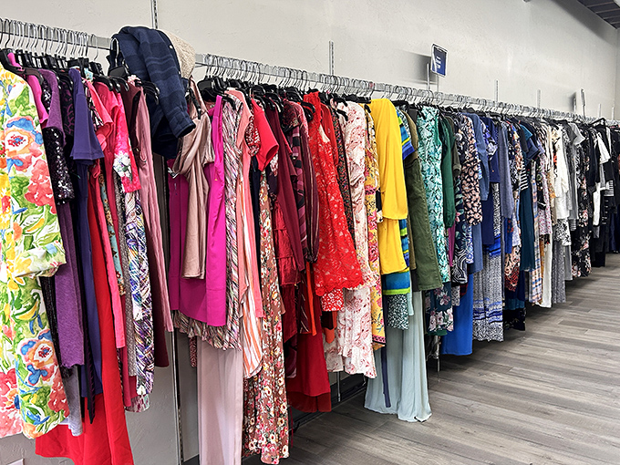 A rainbow of possibilities hangs in wait. That red dress could be your next "where did you get that?" moment.