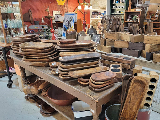These weathered wooden dough bowls once kneaded the bread of American families&mdash;now they're sculptural pieces of history you can actually touch.