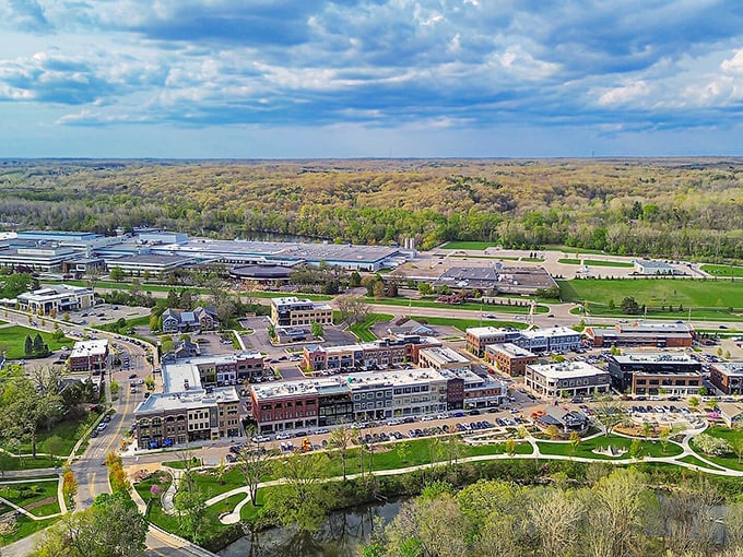 Ada Township from above &ndash; where thoughtful planning created affordable living near Grand Rapids. Community design at its finest.
