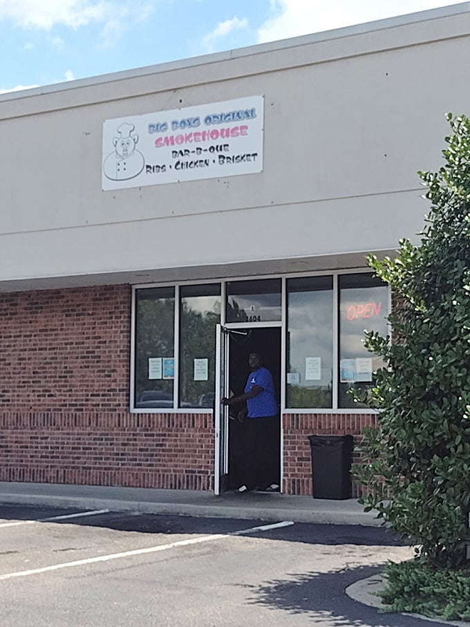 Big Boys' straightforward storefront promises no-nonsense barbecue inside. Where the focus is on flavor, not fancy facades.