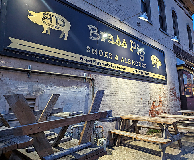 The golden pig logo shines like a delicious beacon guiding Bloomington's hungry masses toward smokehouse salvation tonight.