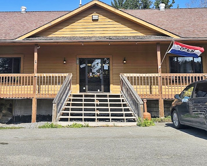 Canaan Valley BBQ's cheerful yellow building welcomes you like an old friend. Those wooden steps lead to smoky treasures worth every calorie!