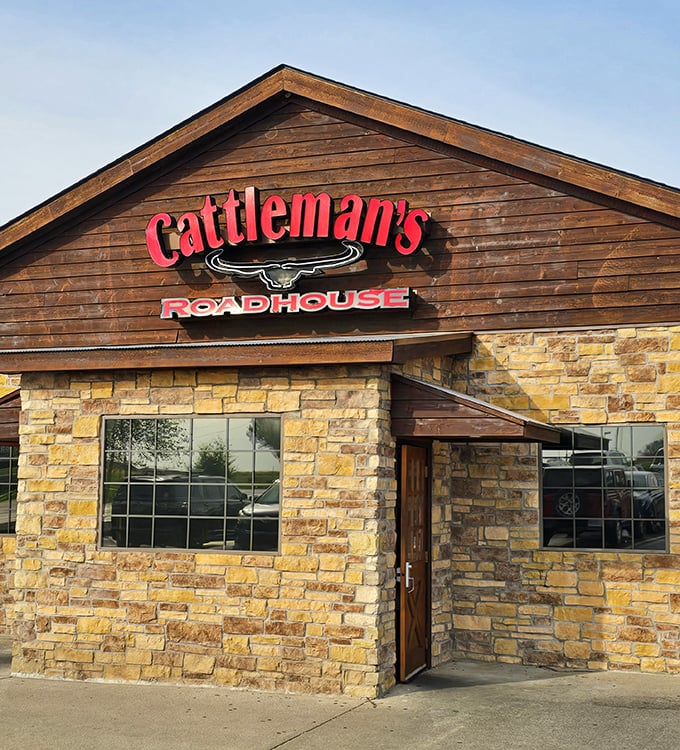 Cattleman's wooden and stone facade promises exactly what you want in a steakhouse – rustic charm with serious grill skills.