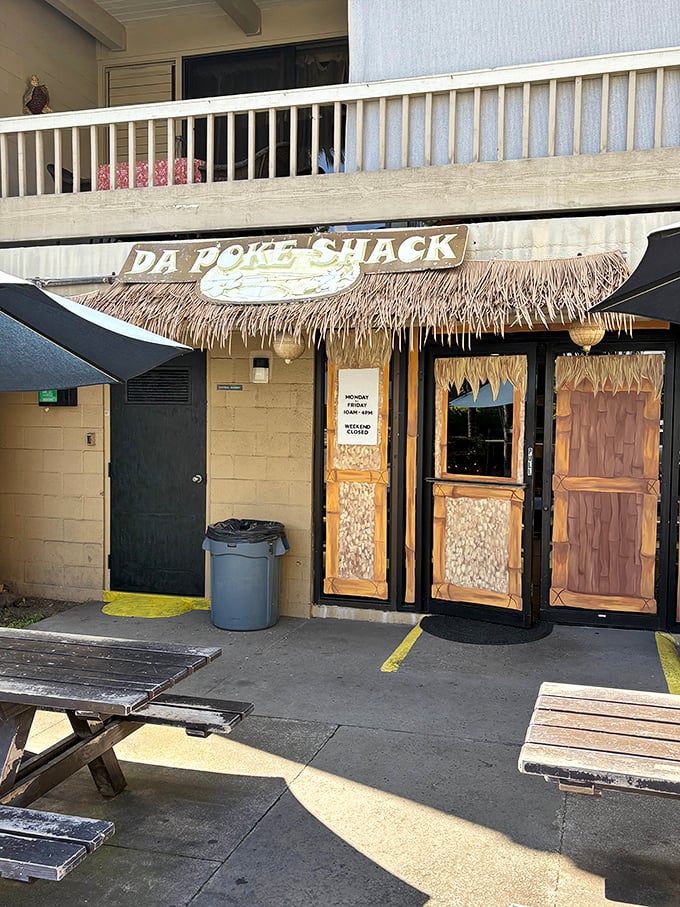 Da Poke Shack's thatched entrance looks like it was plucked from a postcard &ndash; but the poke inside is the real souvenir.