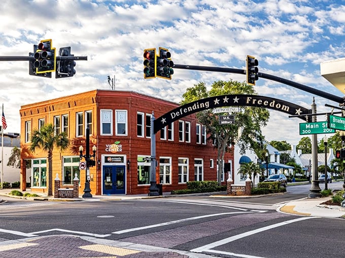 Dunedin's modern waterfront district blends contemporary design with Florida's signature palm trees, creating a stylish destination for shopping and dining.
