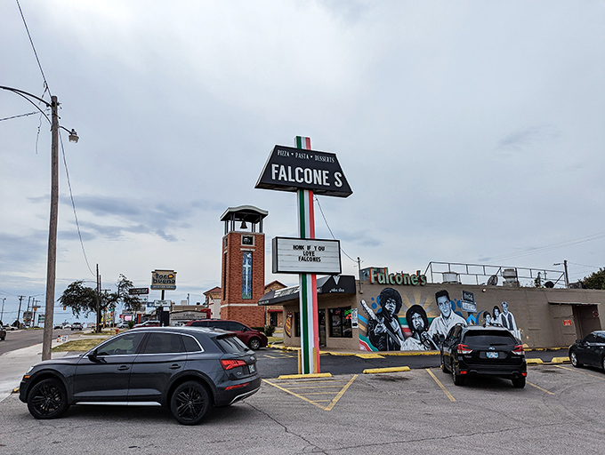 Falcone's proudly flies the Italian flag colors, a delicious embassy of authentic pizza in Oklahoma City territory.