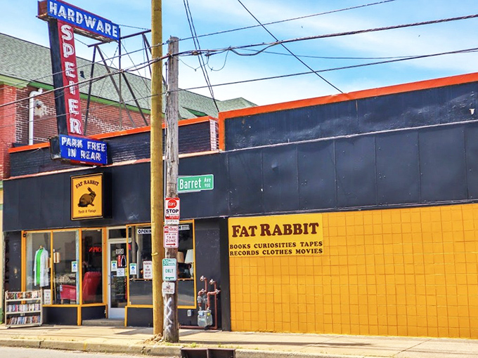 Fat Rabbit's bold yellow and black exterior stands out like a beacon for vintage lovers and cool-hunters alike.