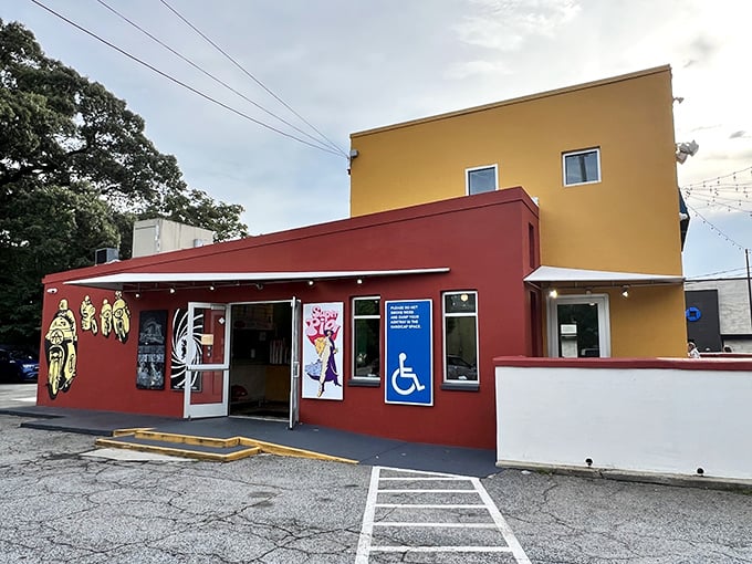 Felini's vibrant red building stands out like a pizza paradise mirage after a long day when cooking feels impossible.