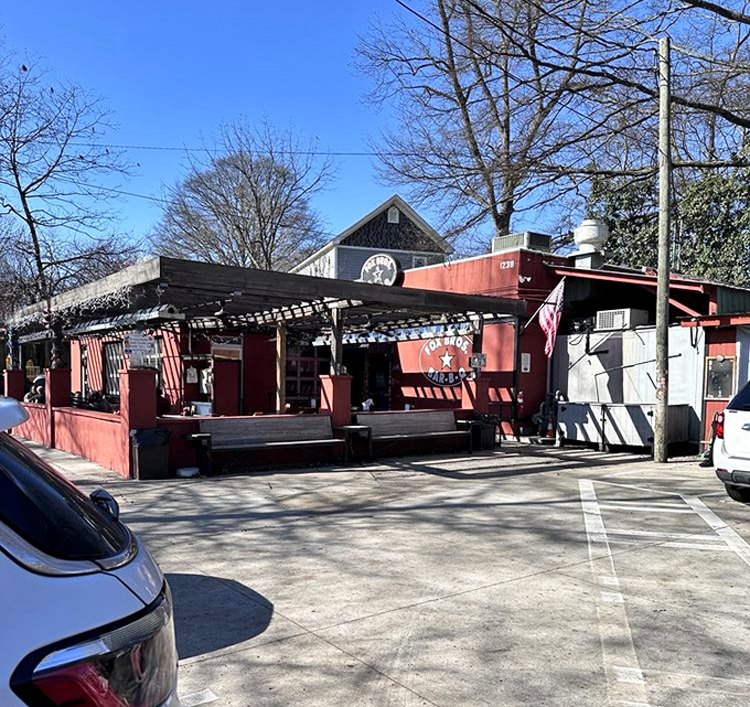 Fox Bros' bright red building stands like a beacon of BBQ hope in a sea of Atlanta restaurants &ndash; a Texas-sized promise of good things to come.