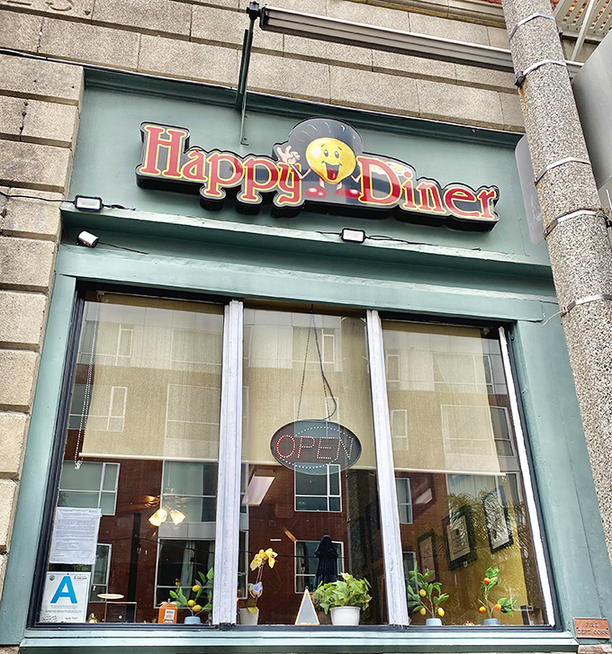 Happy Diner: That smiling sign isn't kidding around&mdash;your mood really does improve when pancakes and friendly service are on the menu.