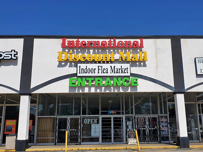 International Discount Mall's colorful entrance promises treasures from around the world at hometown prices.