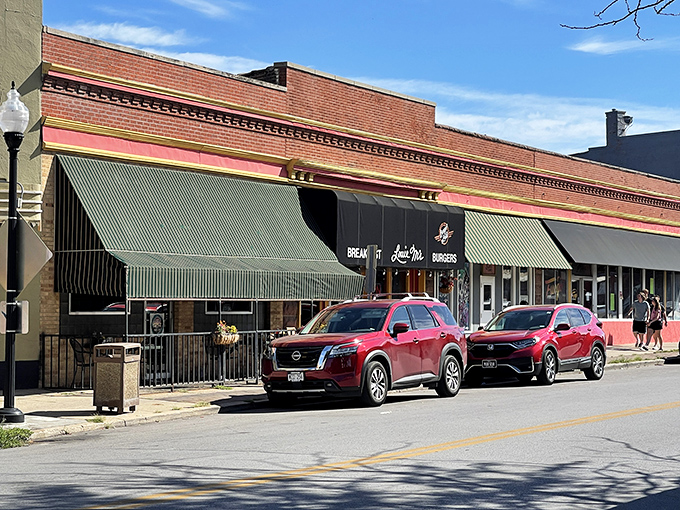 Louie M's vintage storefront with classic awnings whispers of burger traditions passed down through generations of Omaha residents.