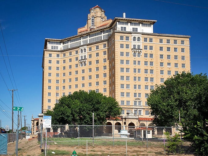 Mineral Wells' towering hotel dominates the skyline like a monument to affordable grandeur and bygone elegance.