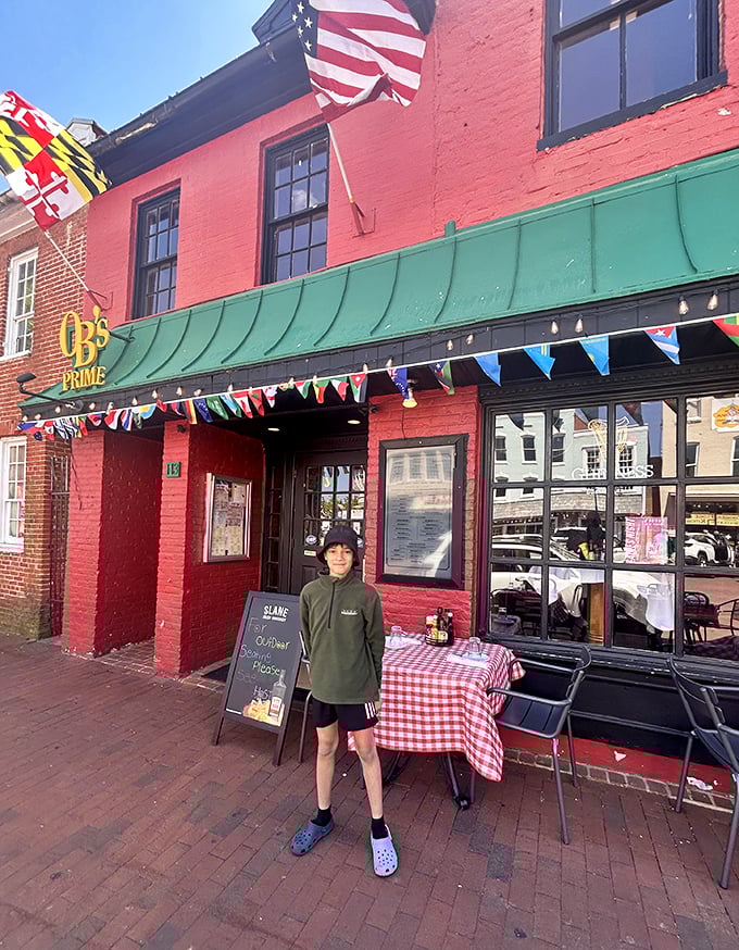 OB's Prime's bold red exterior makes a statement in historic Annapolis. Those checkered tablecloths hint at unpretentious excellence inside.