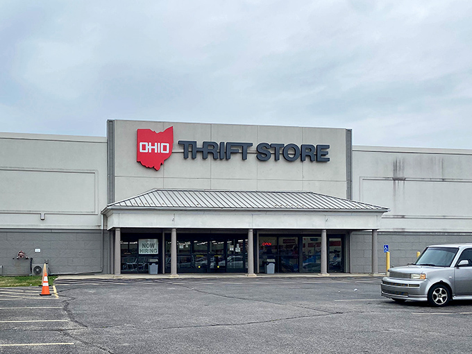 Ohio Thrift proudly wears its state pride on its sign, a local institution where bargains are as plentiful as buckeyes in fall.