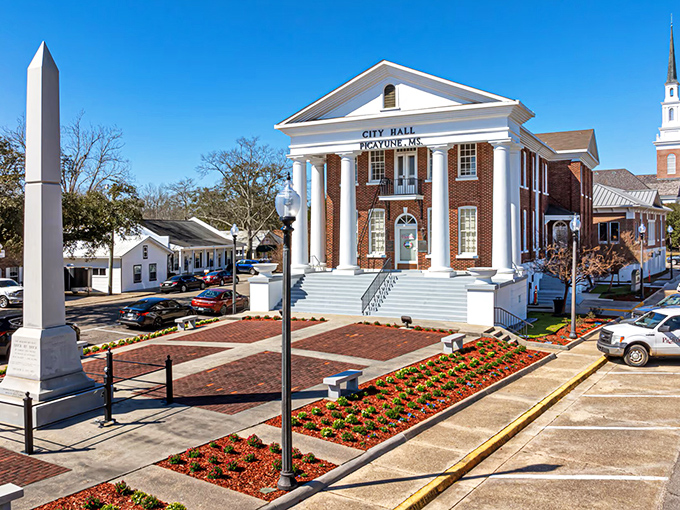 Picayune's stately City Hall stands as a welcoming landmark, promising small-town governance that respects both tradition and your retirement budget.