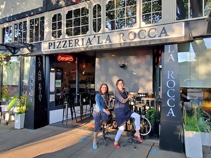 La Rocca's elegant fa&ccedil;ade create an irresistible invitation to pizza perfection.