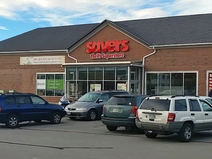 Savers' bold red sign promises a superstore experience where thrift meets organization and variety.