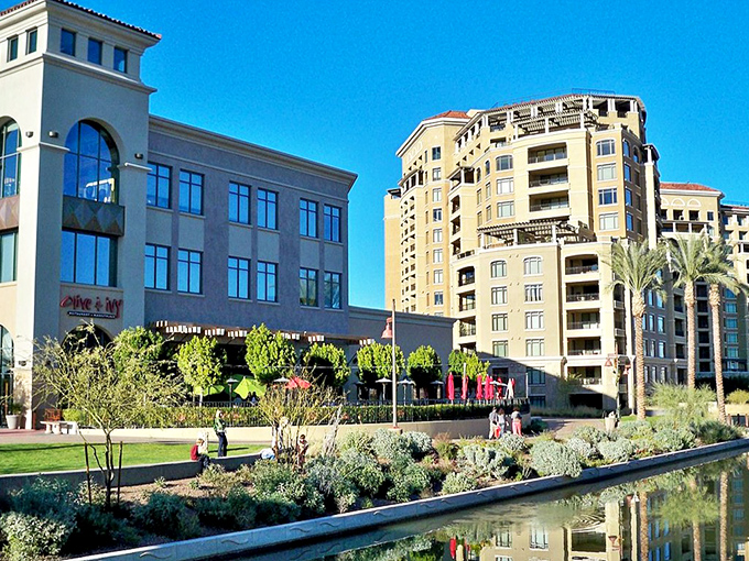 Scottsdale's Waterfront creates an urban oasis where desert meets development. Those buildings practically sparkle in the sunshine!