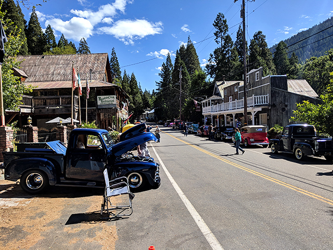 Sierra City's historic main street looks like a movie set, but the peace and quiet are wonderfully real.