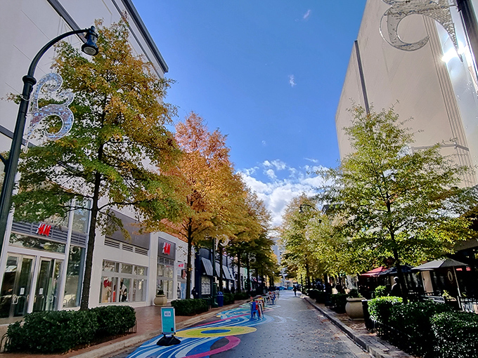 Silver Spring's rainbow walkway and fall foliage create a Technicolor dream where even running errands feels like a joy.