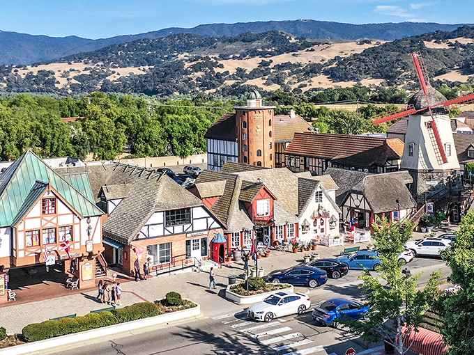 Solvang's Danish-inspired architecture creates a European escape in California wine country, complete with windmills and waffle shops.