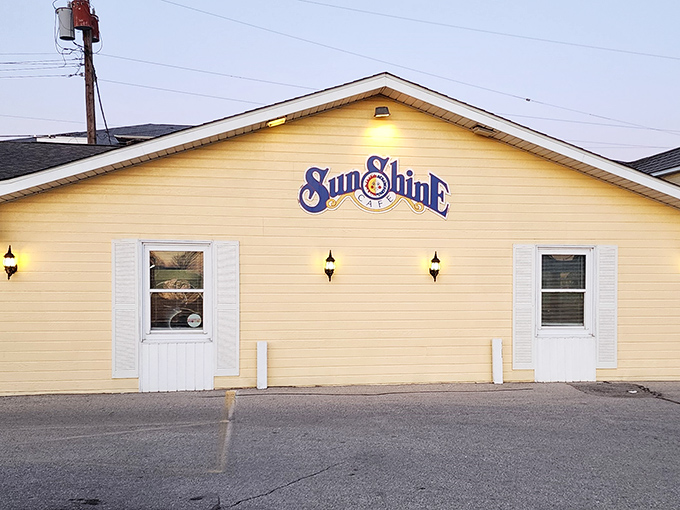 Sunshine Cafe's cheerful yellow exterior lives up to its name. This cozy converted house looks like it gives breakfast hugs.