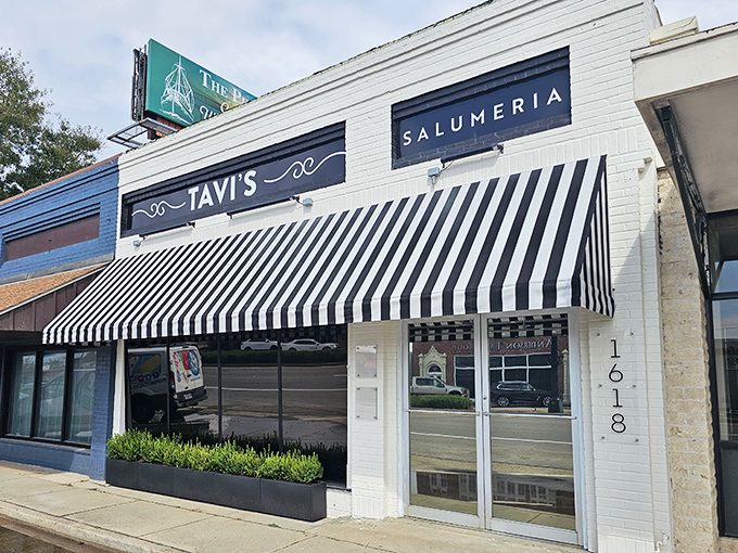 Tavi's crisp black and white awning hints at the Italian inspiration behind their meticulously crafted sandwiches.