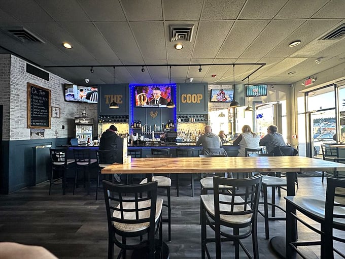 The Chicken Coop's modern sports bar vibe &ndash; where the chicken is the MVP and the beer is the perfect teammate.