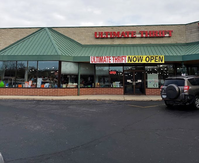 Ultimate Thrift's modest exterior belies the jam-packed wonderland of bargains waiting just beyond those glass doors.