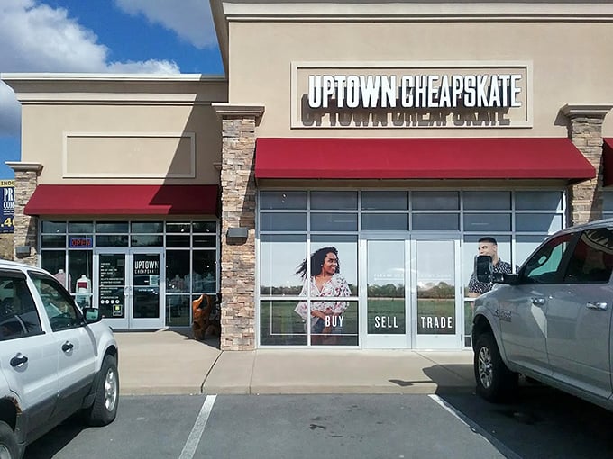 Uptown Cheapskate's sleek storefront proves secondhand shopping can look as good as it feels.