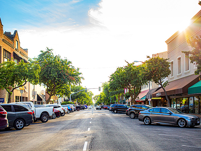Visalia's tree-lined downtown streets invite leisurely strolls where retirement dollars stretch further under the golden California sunshine.