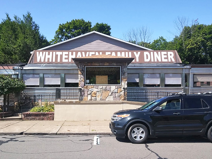 White Haven Family Diner's classic silver exterior shines like the chrome on a '57 Chevy—a beautiful sight for hungry travelers.