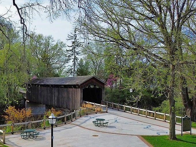This covered bridge in Ada Township connects more than just riverbanks. History and charm in an affordable package.
