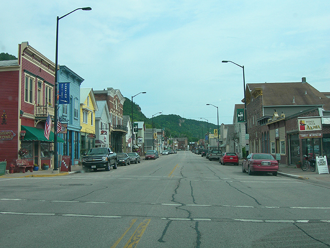 Alma's colorful Main Street looks like a painter's palette come to life, with historic buildings nestled against dramatic bluffs along the Mississippi.