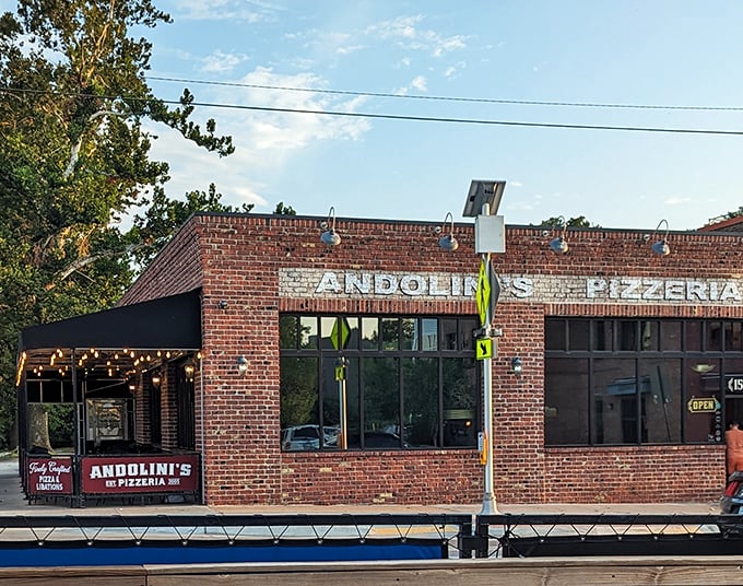 Strings of lights welcome you to Andolini's Pizzeria. This Tulsa treasure proves great pizza doesn't need flashy advertising&mdash;just perfect execution.